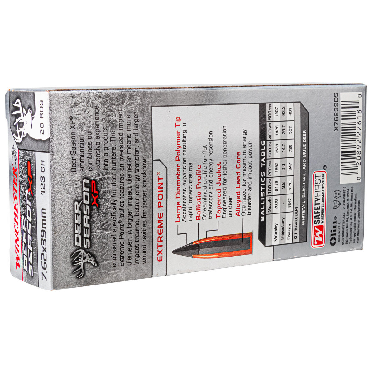 Winchester Deer Season Xp 762x39mm 123gr Centerfire Ammo 20 Rounds