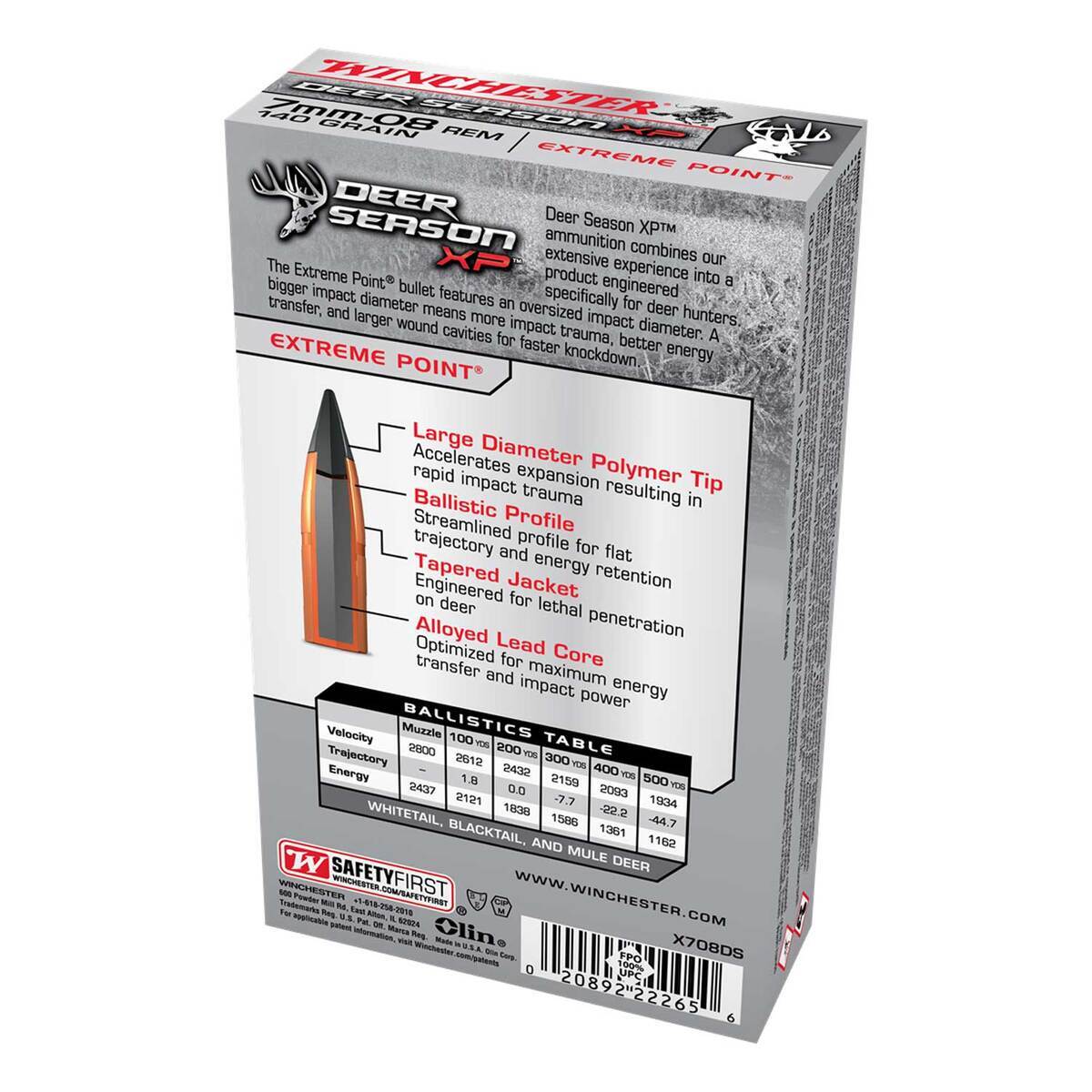 Winchester Deer Season Xp 7mm 08 Remington 140gr Xp Rifle Ammo 20